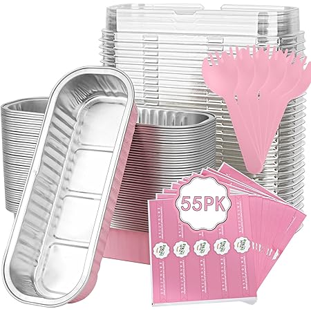 Disposable Foil Baking Pans 200-Pack Pink Mini Loaf Pans With Lids ...