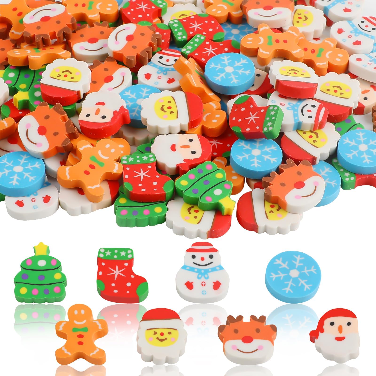 Amazon.com: Juvale 100 Pieces Mini Christmas Erasers for Kids Party ...
