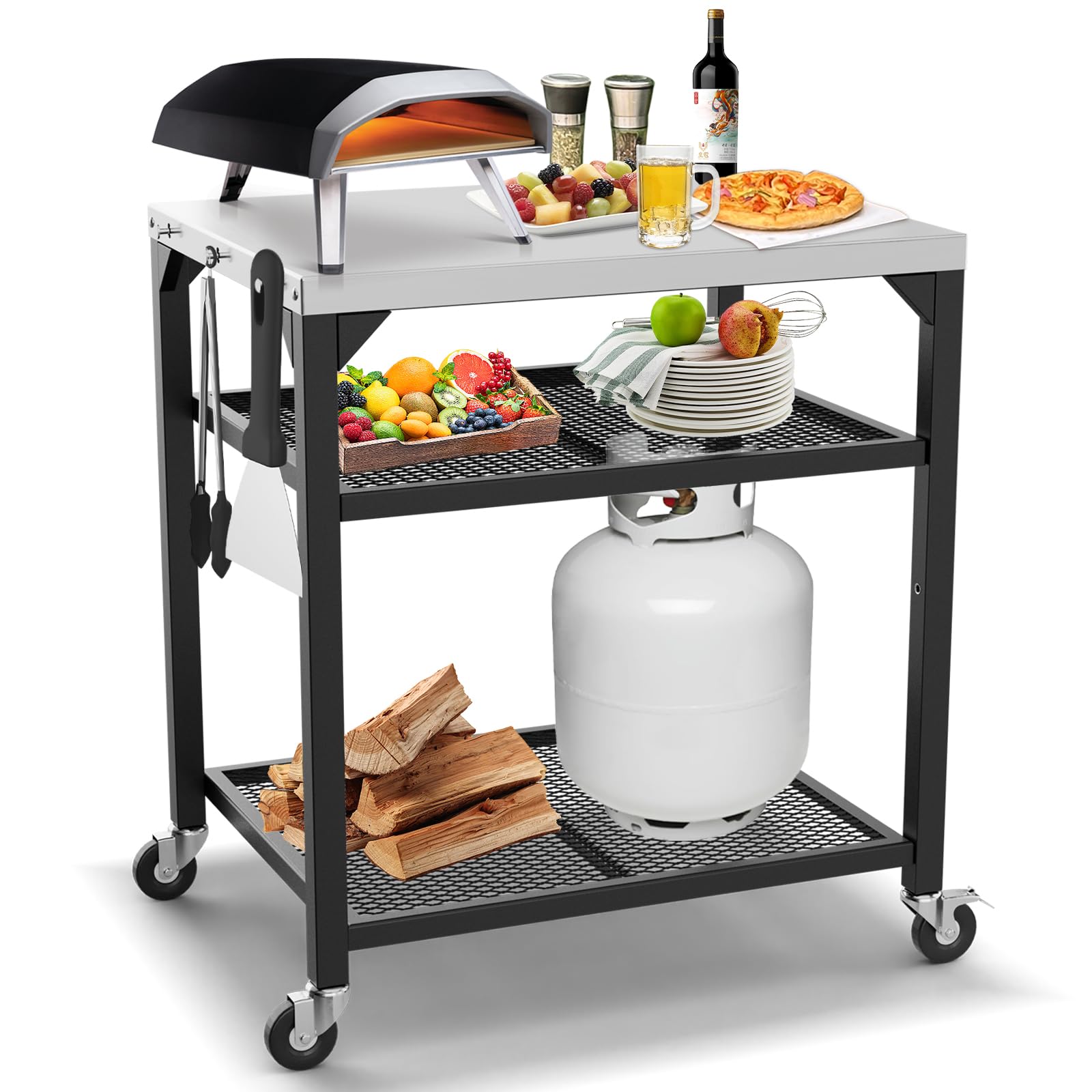 Buy Pizza Oven Table Cart for Ooni, Ninja Woodfire,Blackstone, Bertello ...