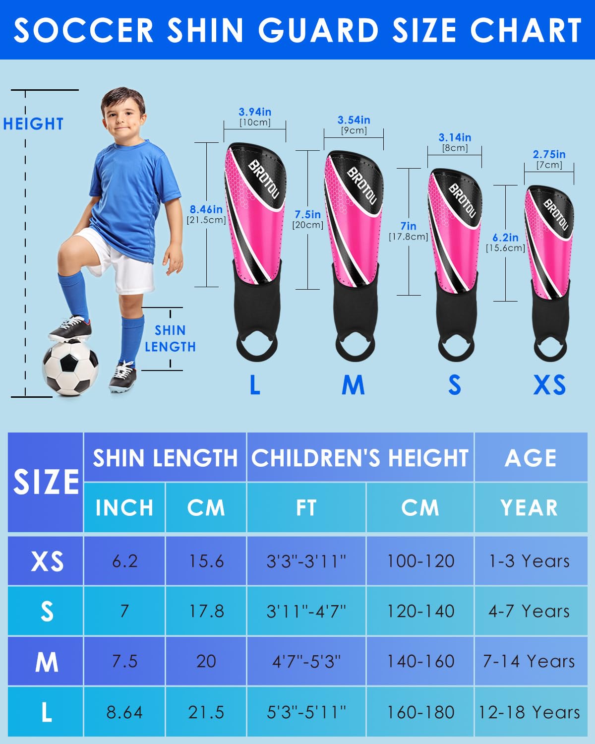 Snapklik.com : BROTOU Shin Guards Soccer Youth, Soccer Shin Guards For ...