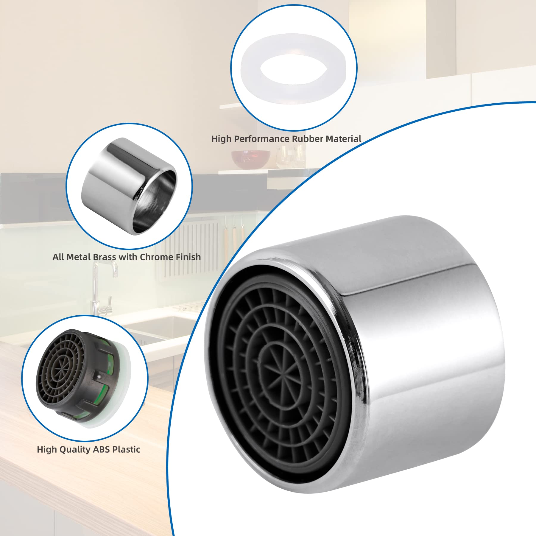 Snapklik.com : 4 Pack Faucet Aerator, Solid Brass Kitchen Sink Faucet ...