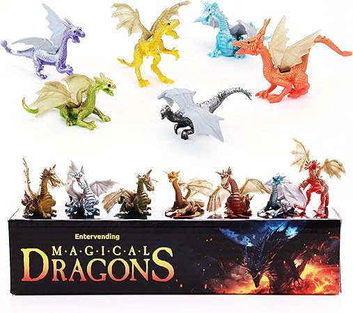 Amazon.com: Dragon Toys - 18 Pcs Dragons Playset in The Box - Dragon ...