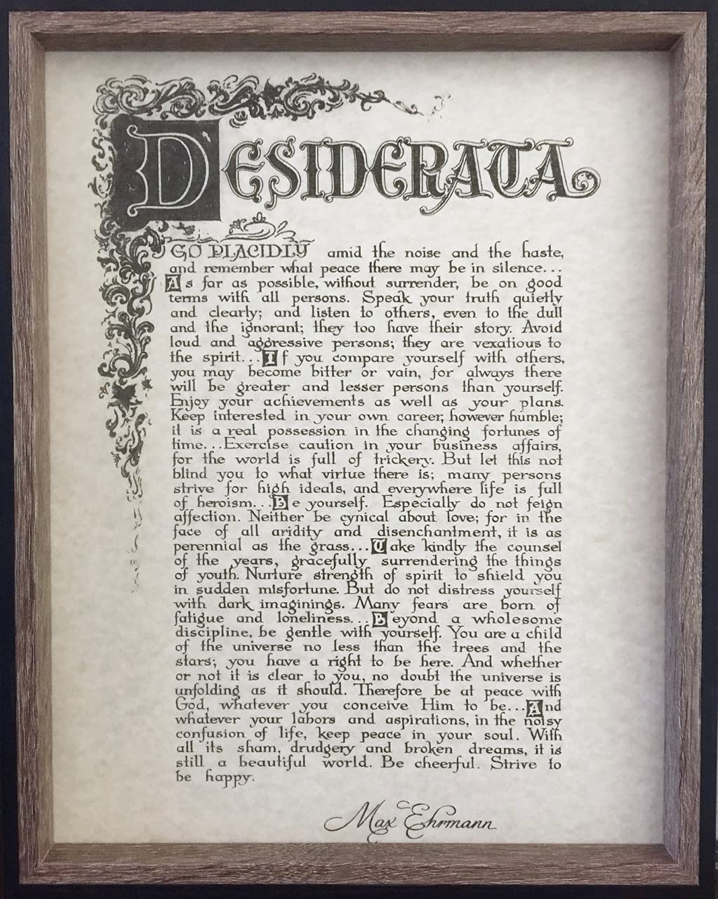 Buy 12x15 Wood Framed Desiderata Poem Written By Max Ehrmann in 1927 on ...