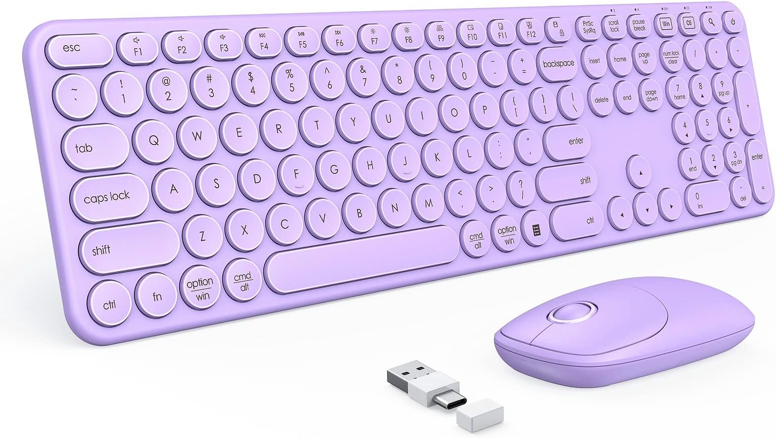 Amazon.com: PEIOUS Wireless Keyboard and Mouse Combo, Cute Purple ...