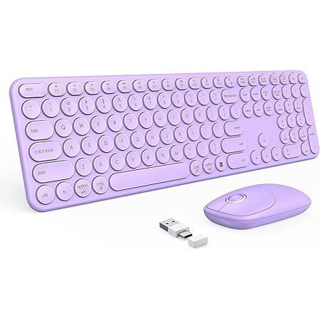 Amazon.com: Purple Keyboard and Mouse Wireless, PEIOUS Cute Wireless ...