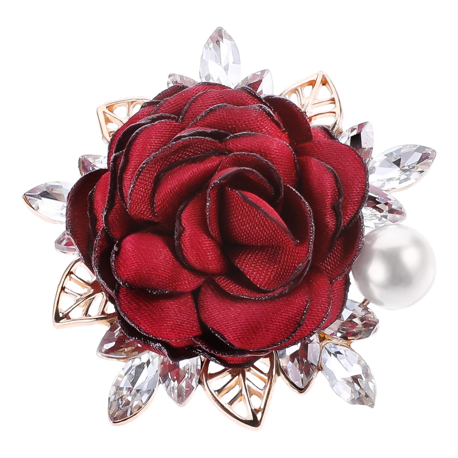 Amazon.com: Rose Flower Brooch Pin for Women Elegant Red Rose Flower ...