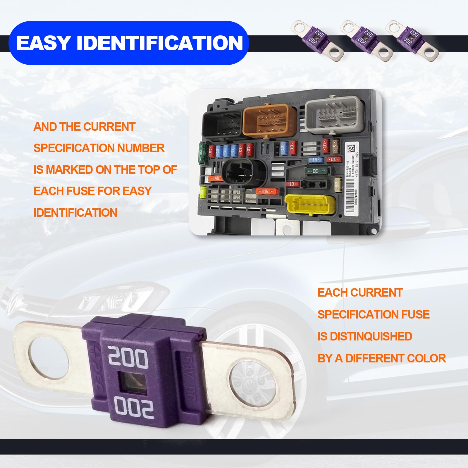 Snapklik.com : 3PCS AMI/Midi Fuse, High Current 200A, For Cars, Buses ...