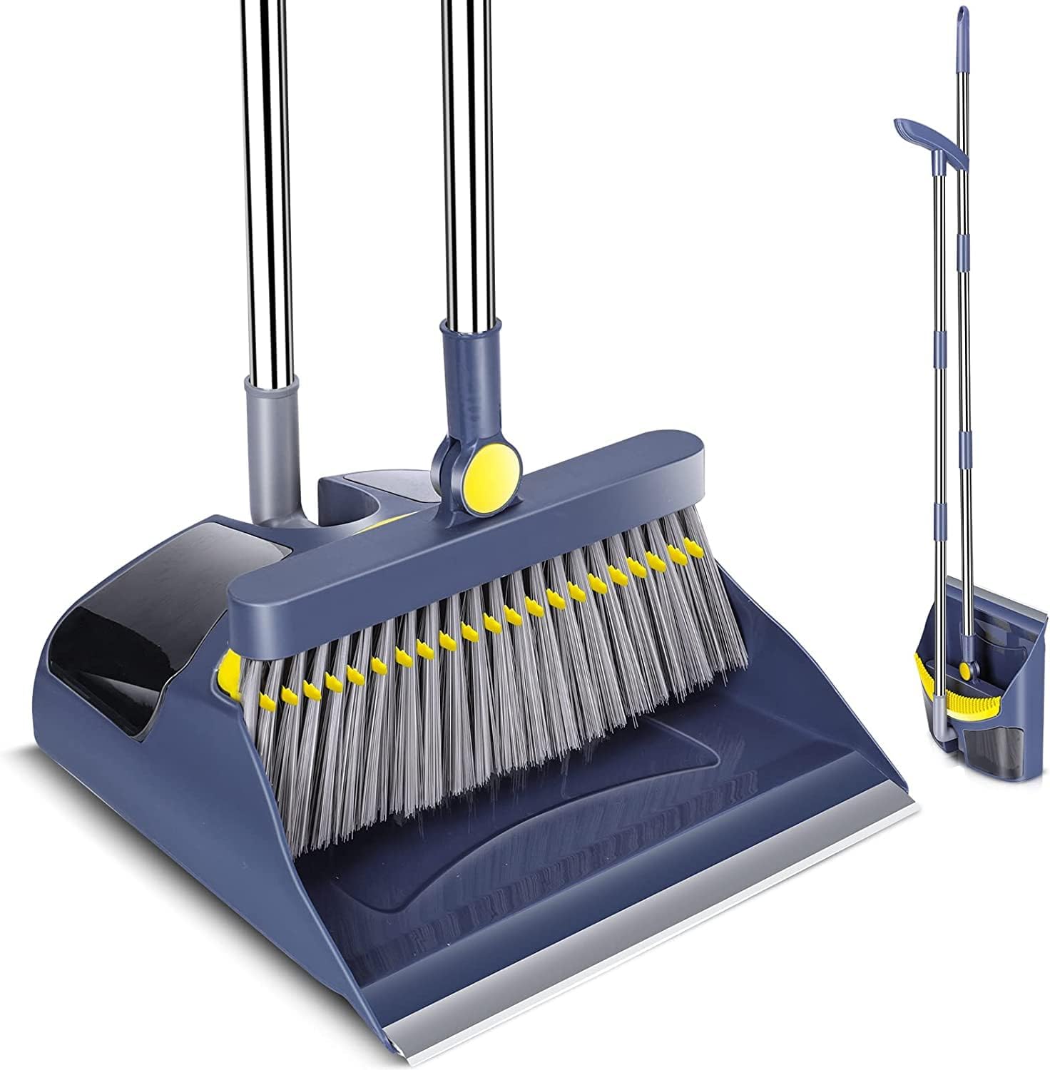 Almcmy Broom and Dustpan Set for Home, Long Handle Broom Dustpan Combo ...