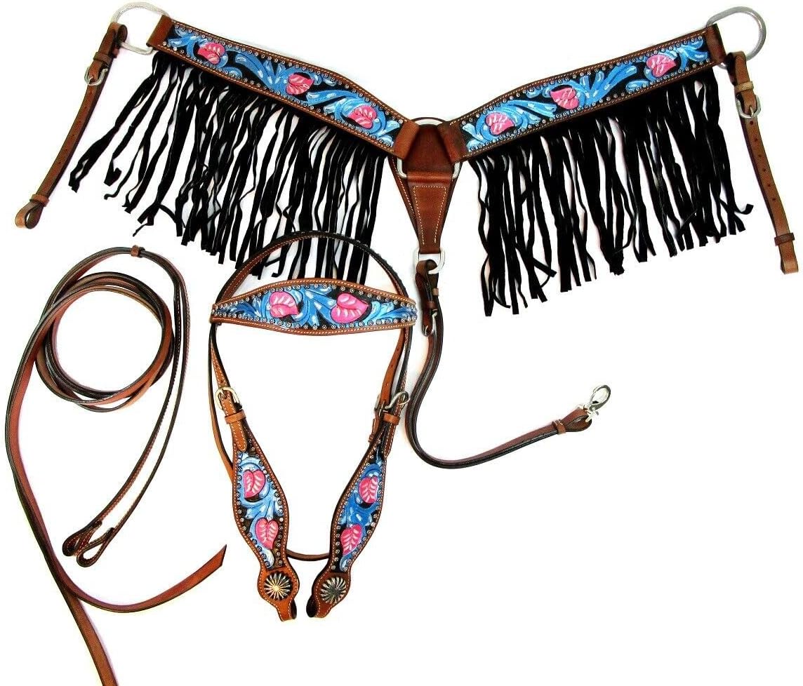 Amazon.com: Western Horse Headstall Bridle Breast Collar Tack Set ...