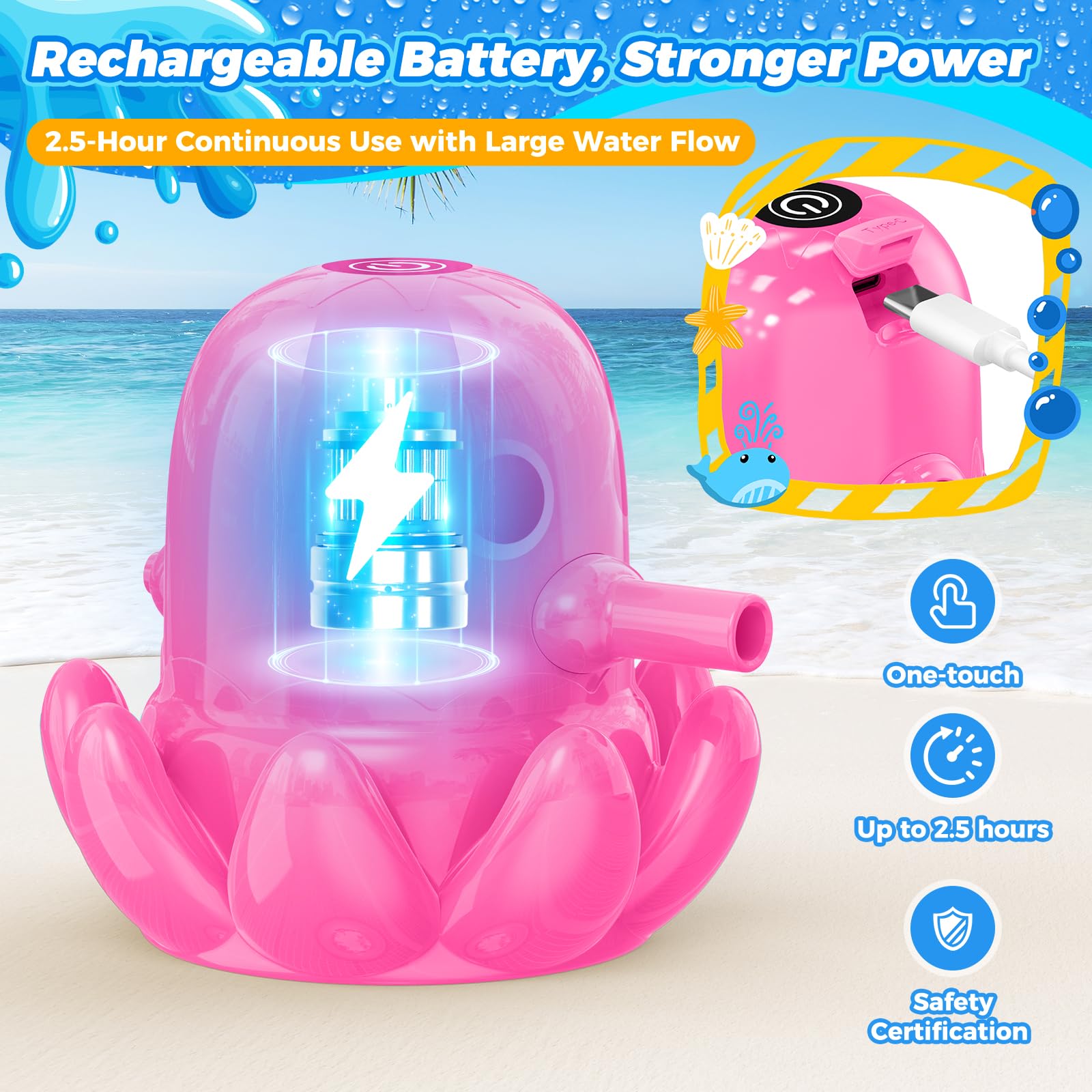 Pool Toys For Toddlers 1-3 Water Table Pump Octopus, Cordless ...