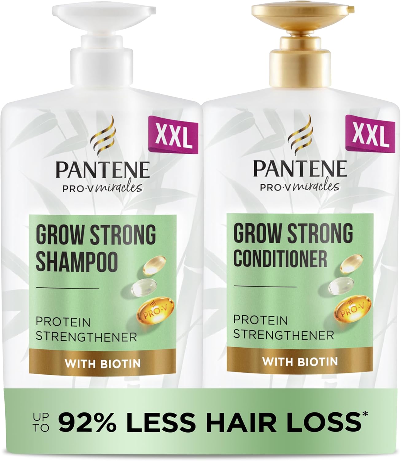 Pantene Grow Strong Shampoo and Conditioner Set, XL Hair Growth Shampoo ...
