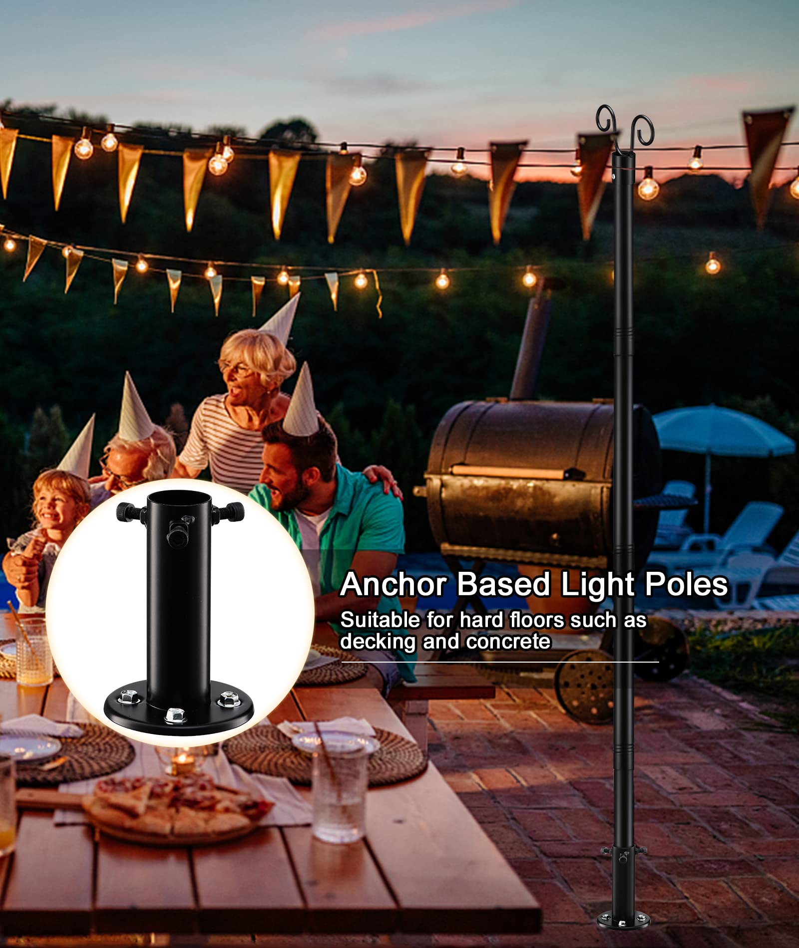 Snapklik.com : Keplrend 11 FT String Light Poles Outdoor - Waterproof ...