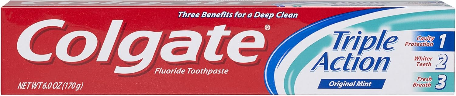 Amazon.com: Colgate Triple Action Toothpaste, Mint - 6 Ounce : Health ...