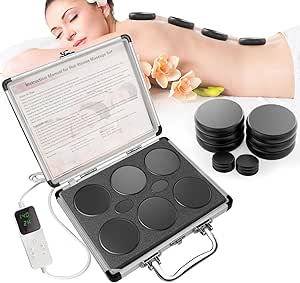 GLXPJU 12Pcs Hot Stones Massage Set with Temperature Adjustment，Hot ...