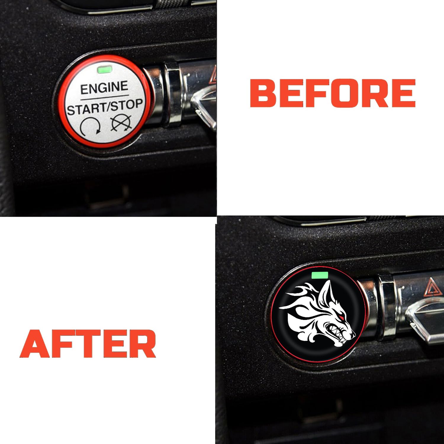 Snapklik.com : DECALEPIC Push Start Button Cover For Mustang GT Accessories
