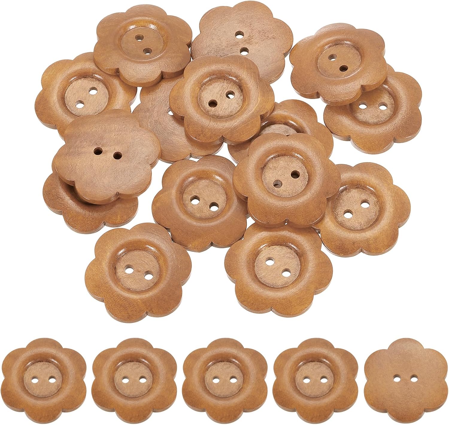 Amazon.com: uxcell 20Pcs Wooden Buttons, 38mm Flower Shape Wood Buttons ...