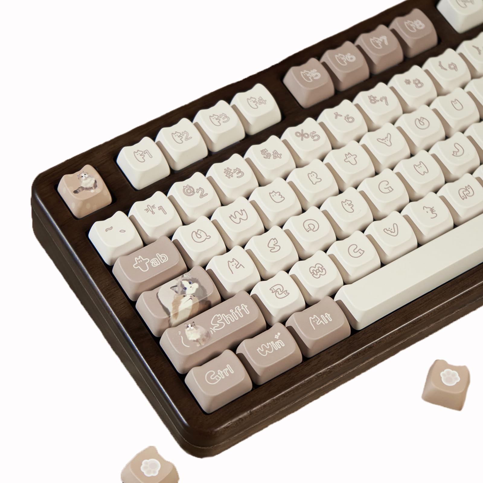 SUEHIODHY PBT Cat Keycaps Set MAO Profile Cute Keycaps 144 Keys Custom ...