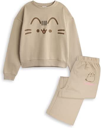 Amazon.com: Pusheen Girls Sweatshirt and Joggers Set | Kids Character ...
