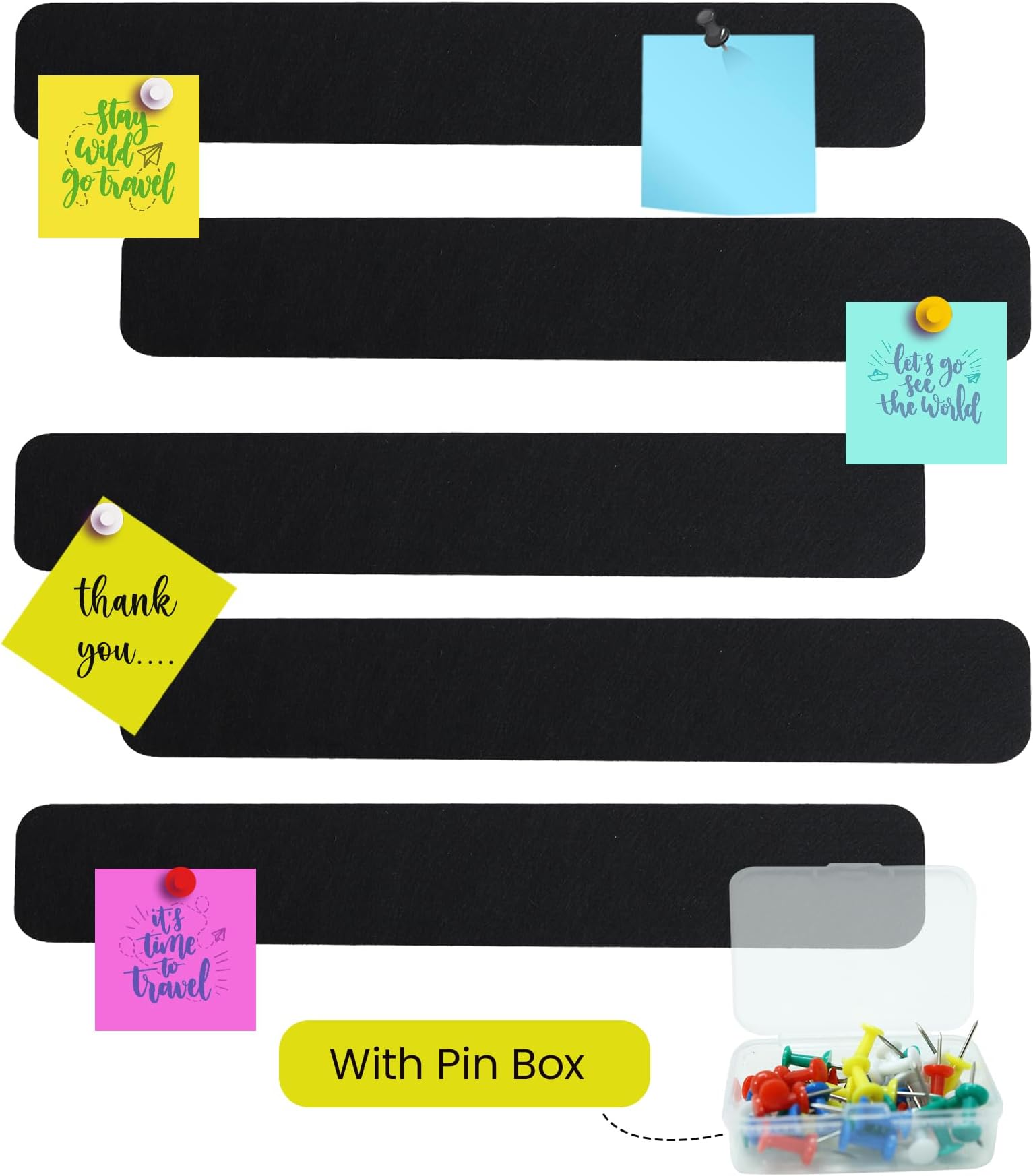 RANUR Self Adhesive Felt Bulletin Bar Strip, Reminder Board with 35pcs ...