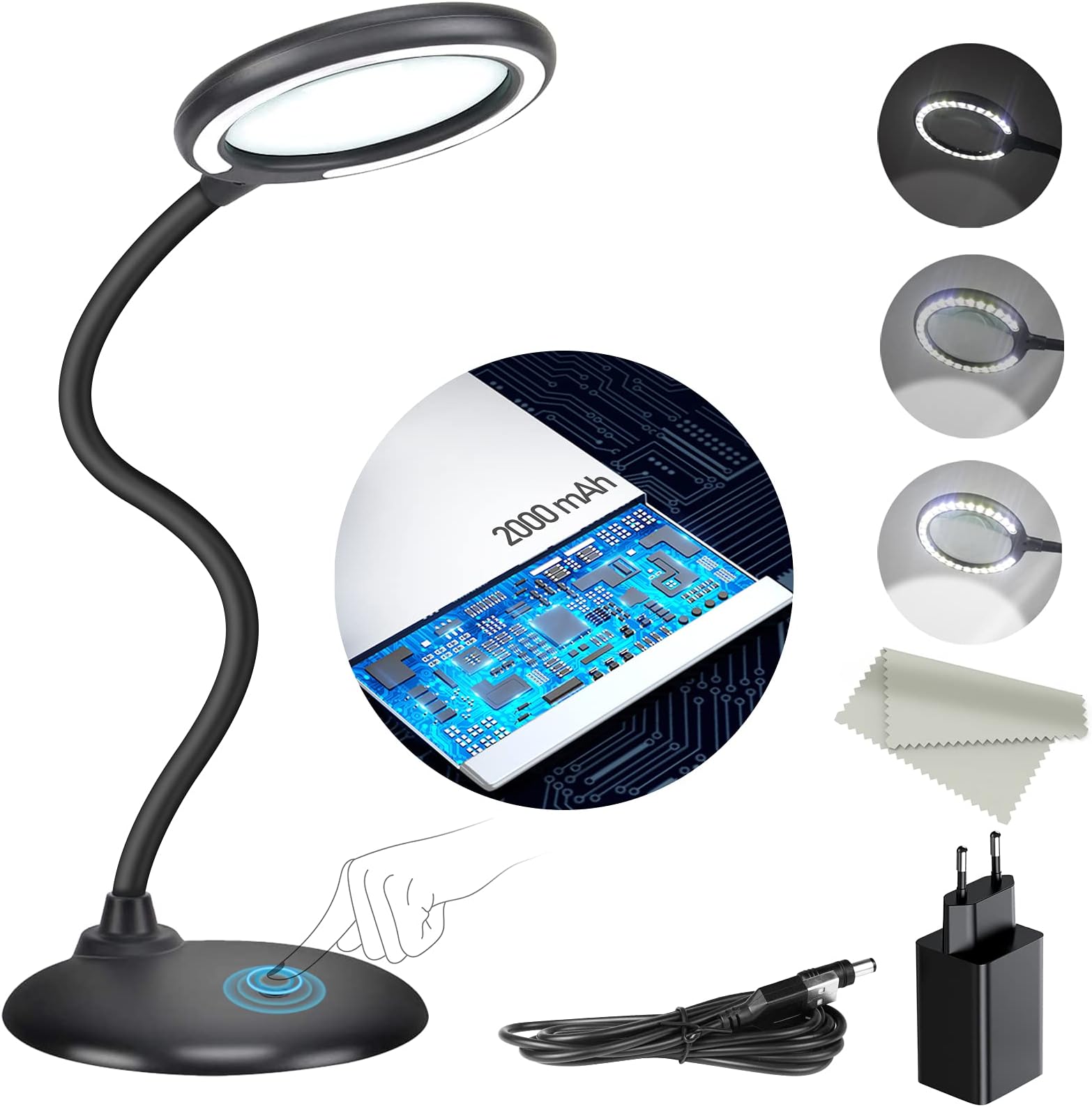 Beyamz LED Lupenleuchte, Arbeitsplatzlampe, 5 Dioptrien Lupe mit Licht ...