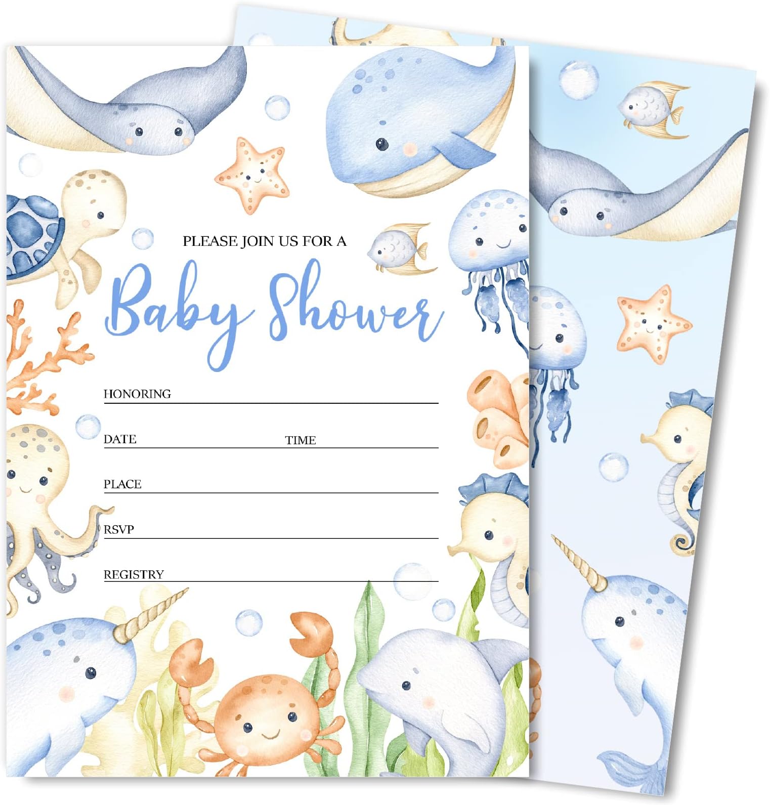 Amazon.com: Baby Shower Game Set, Under the Sea 50 Baby Advice Cards ...
