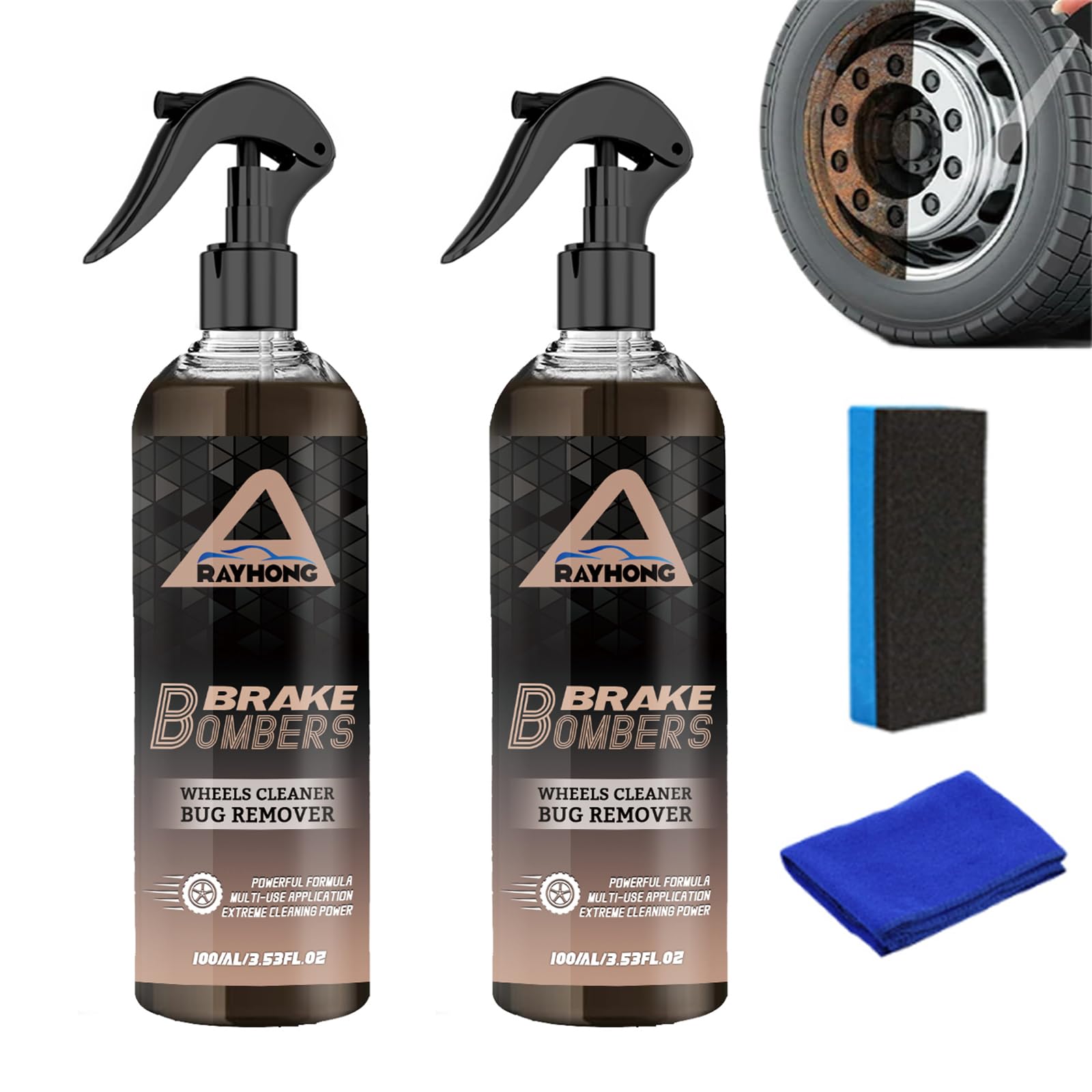 Amazon.com: Biaoyun 2 PCS Brake Bombers Wheel Cleaner, Powerful Non ...