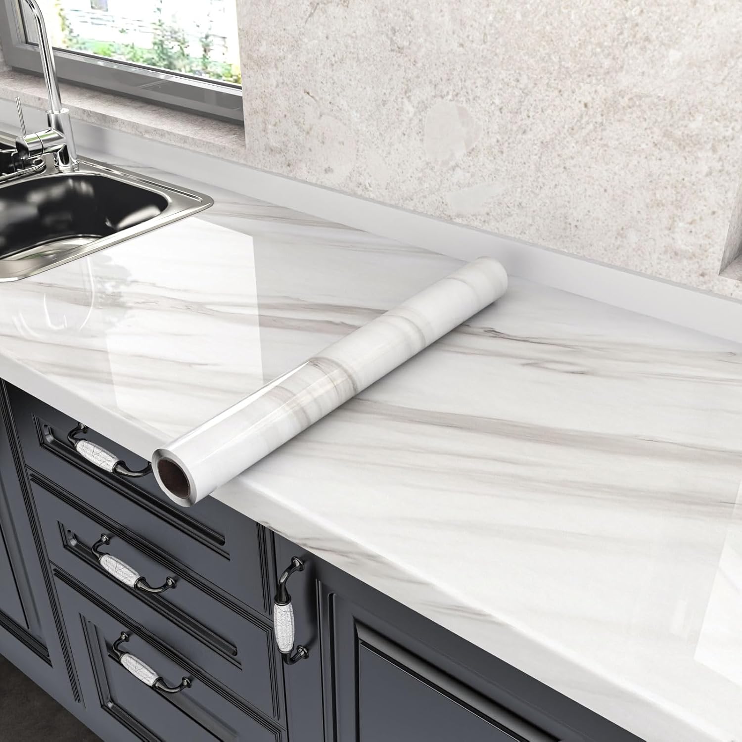 Amazon.com: Sevalo Marble Contact Paper Peel and Stick Countertops for ...