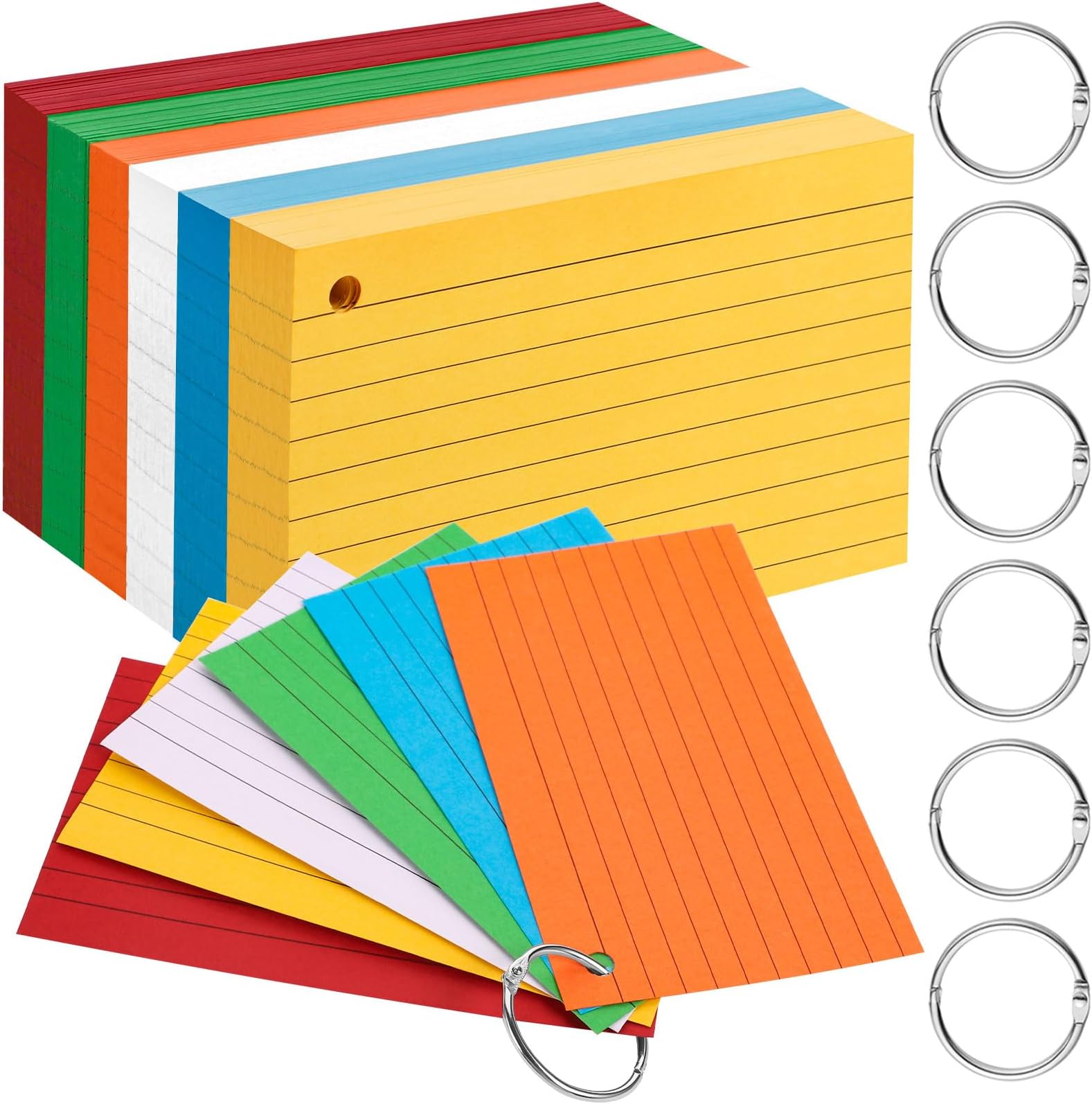 Amazon.com : 600 Piece Index Cards with Ring, 3x5 Inches Index Cards ...