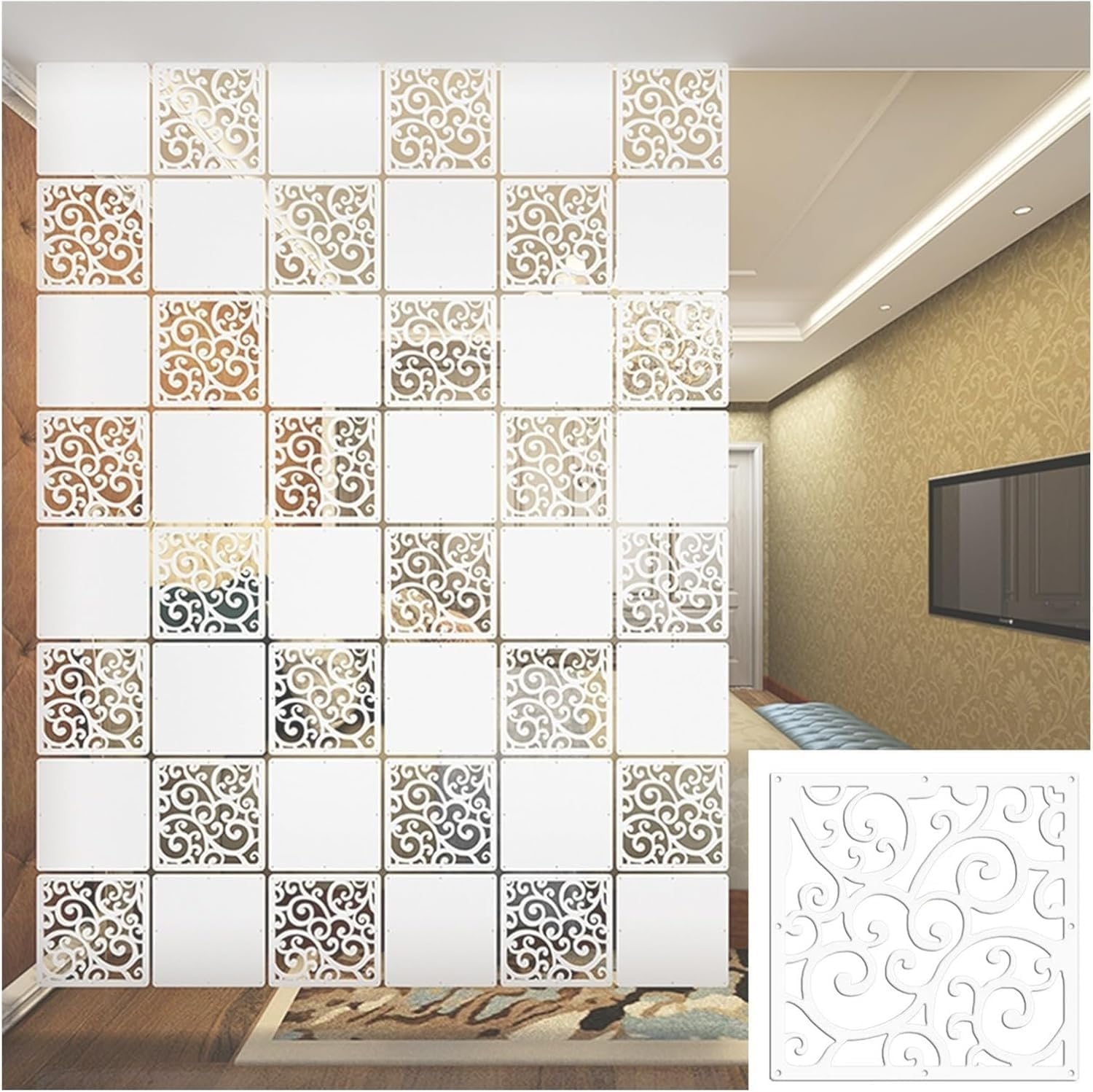 Amazon.com - KGBNYSS Room Hanging Screen Divider Panels Wood Plastic ...