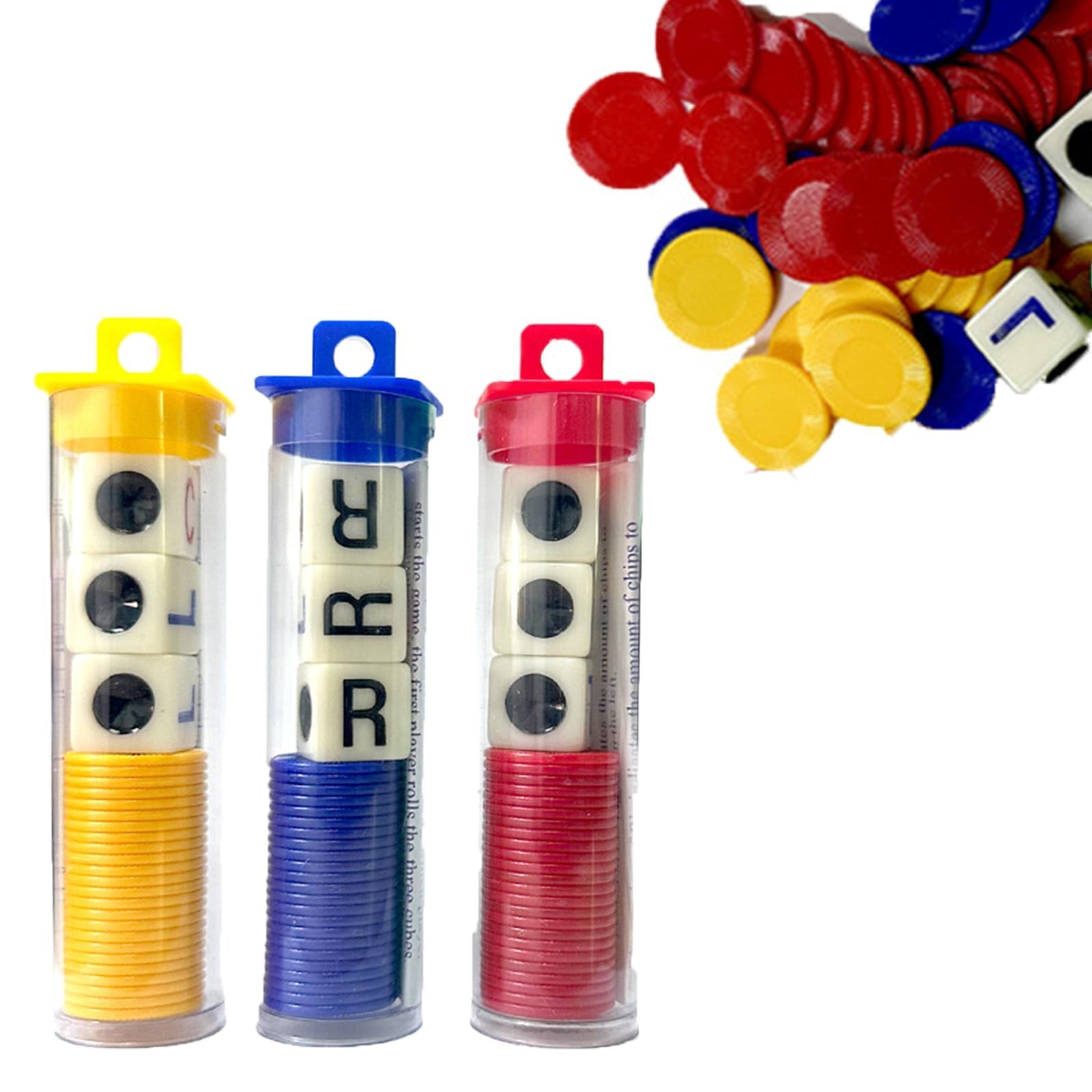 3 Tubes Dice Games, Fun Dice Game, Left Right Centre Dice Game ...