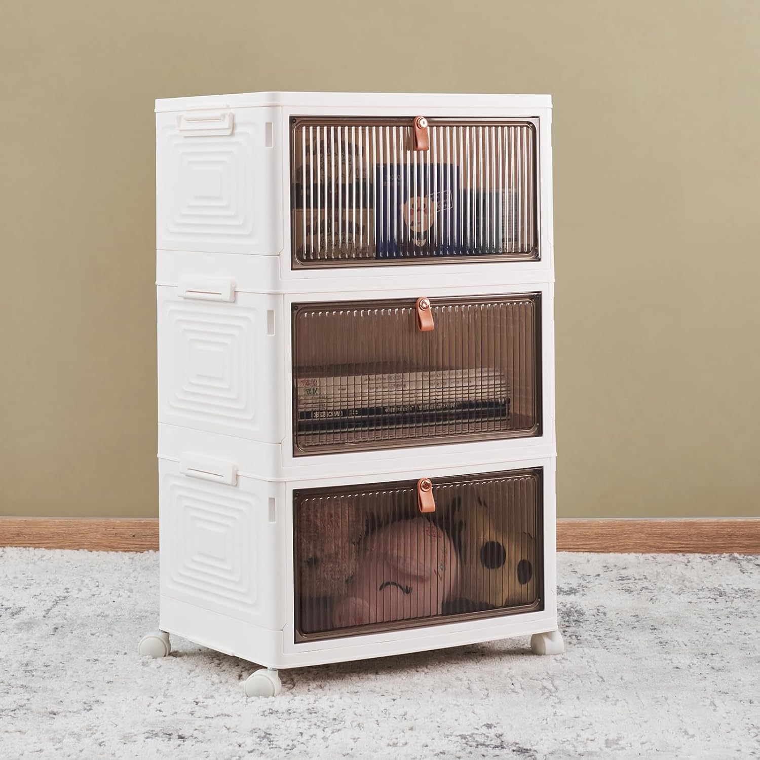 Amazon.com: DESIGNSCAPE3D 3 Layers Folding Storage Bin with Doors ...