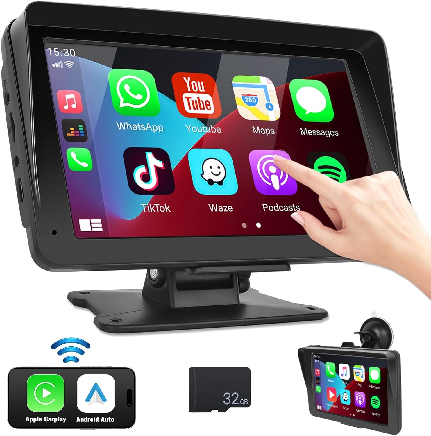 Écran Tactile Voiture 7" CarPlay avec Android Auto, MirrorLink ...