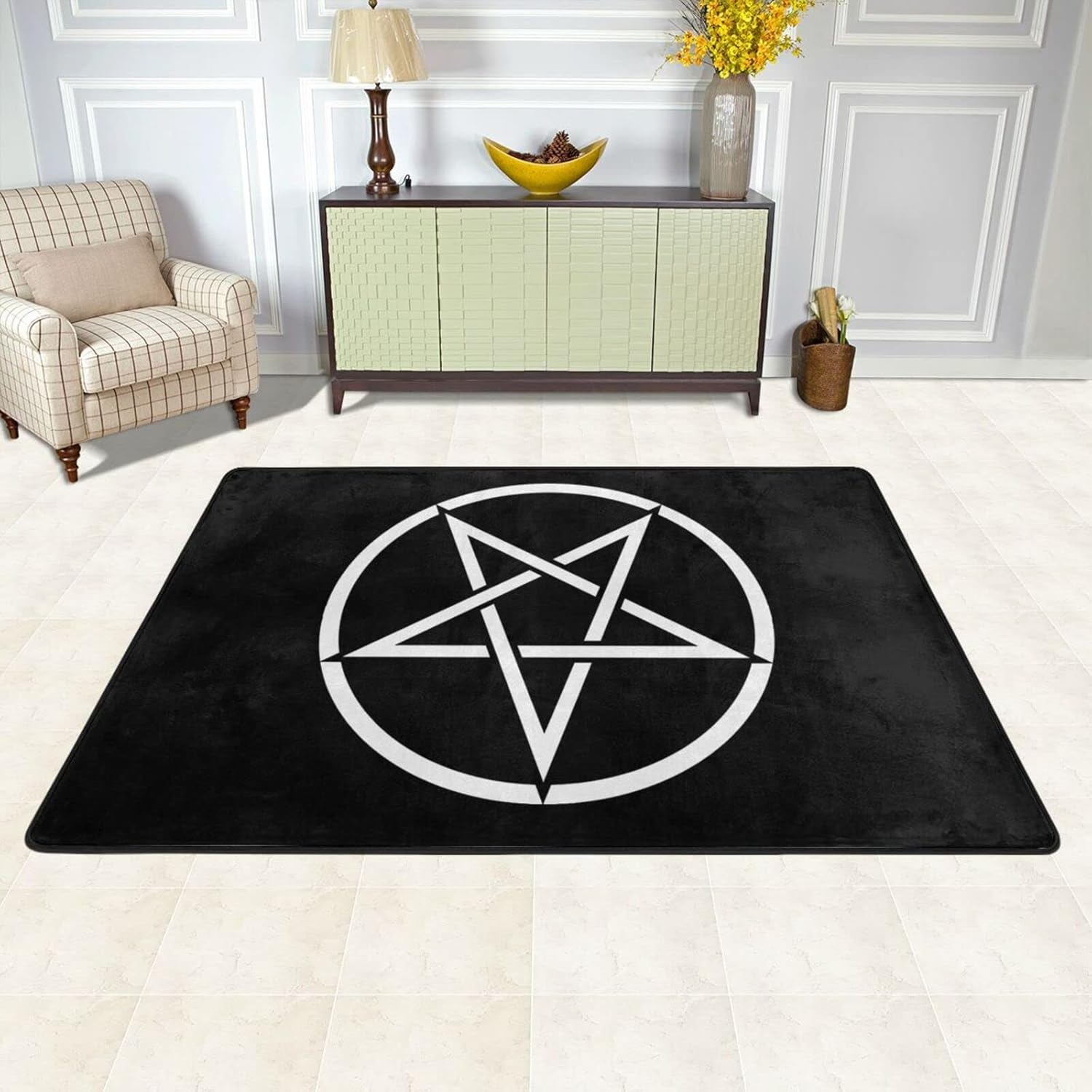 Amazon.com: Pentagram Area Rug Living Room Kitchen Bedroom Sofa Bedside ...
