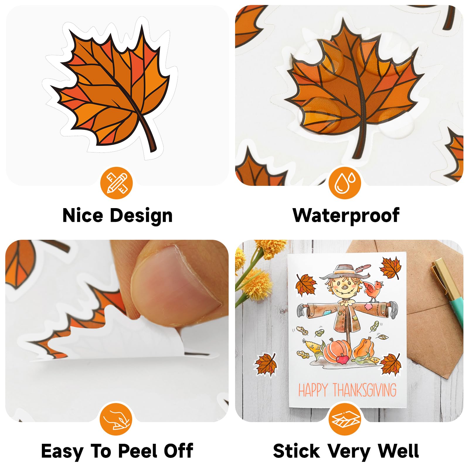 Snapklik.com : Fall Leaves Stickers - 480Pcs Thanksgiving Fall Maple ...