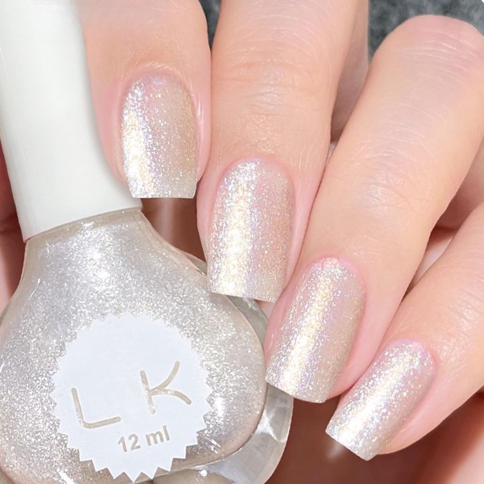 Amazon.com : ASMAYSA White Glitter Nail Polish, Air Dry White Pearl ...