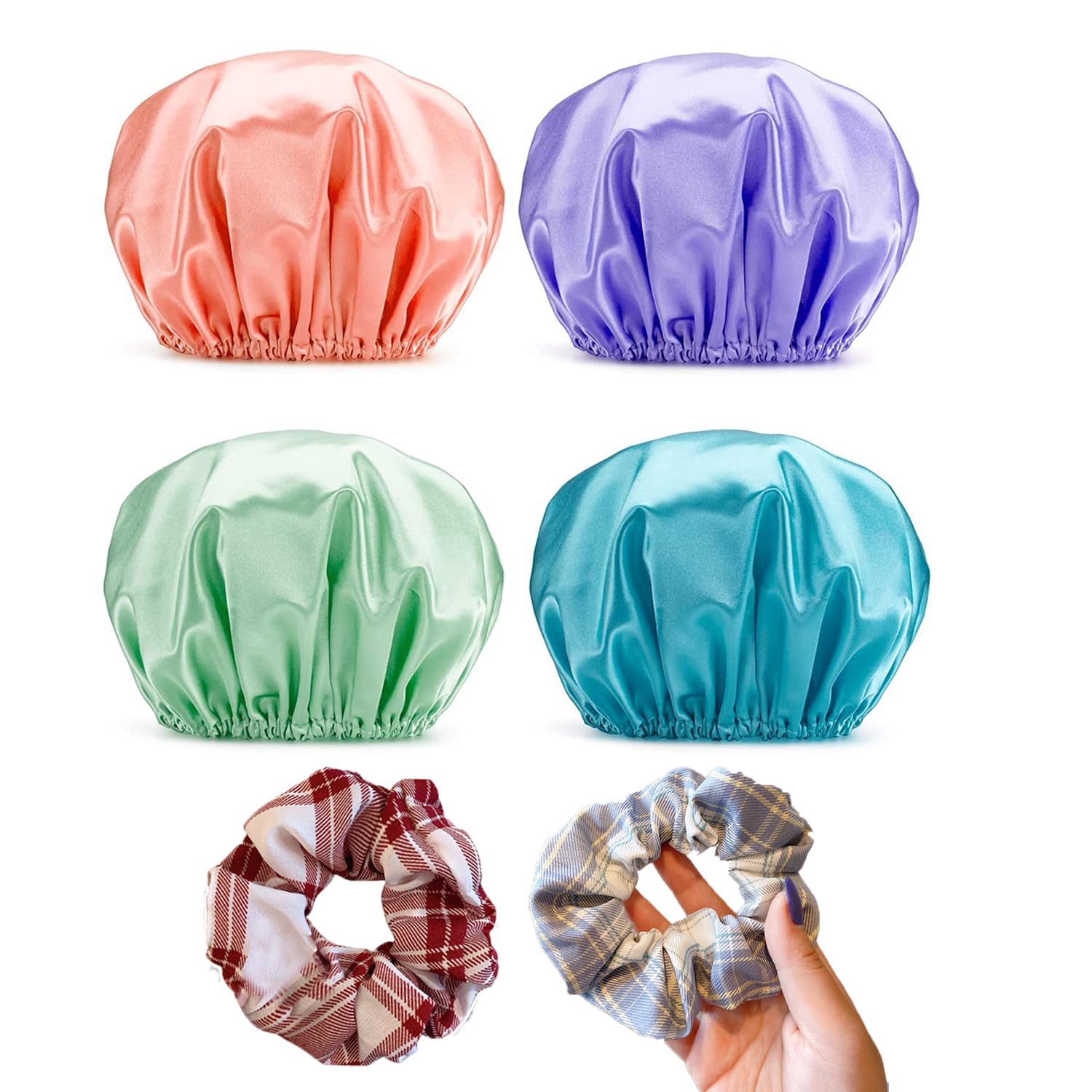 4 Piece Satin Hat Silk Cap for Sleep, Stretchy Broadband Silk Sleep Cap ...