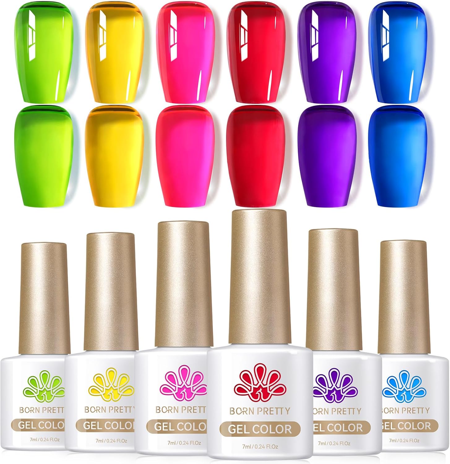 BORN PRETTY Jelly Gel Nail Polish Neon Gel Polish Crystal Transparent ...