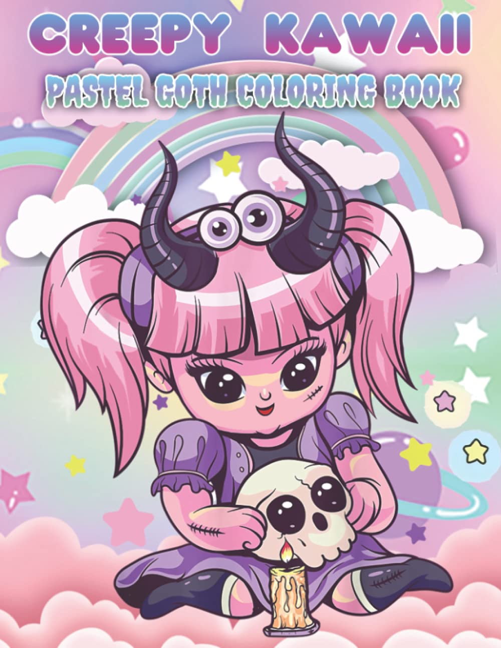 Buy Kawaii Pastel Goth Cute Creepy Girl Skull Demon Evil Girl Coloring ...