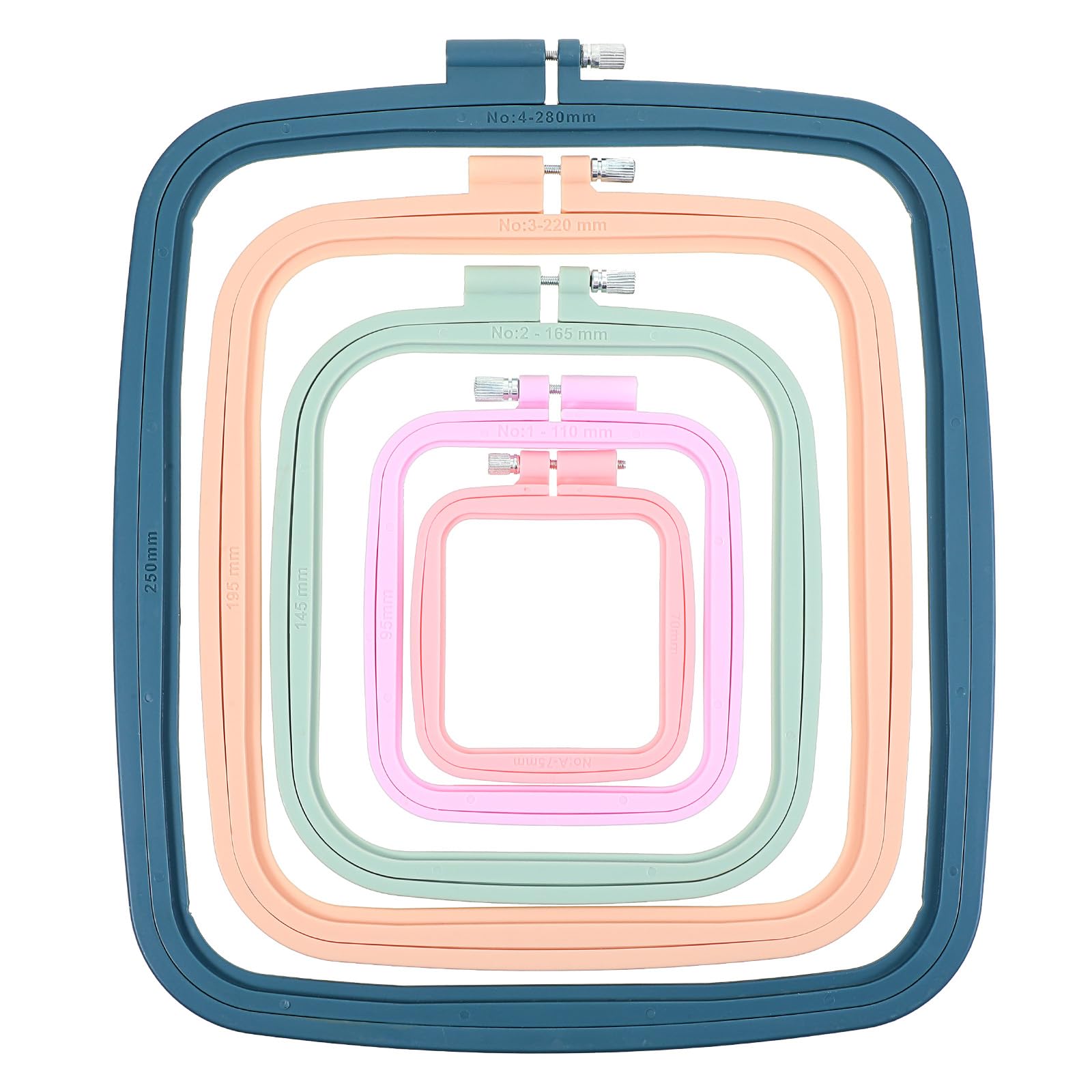 Amazon.com: 5 Pieces 5 Sizes Square Embroidery Hoops, ABS Plastic ...