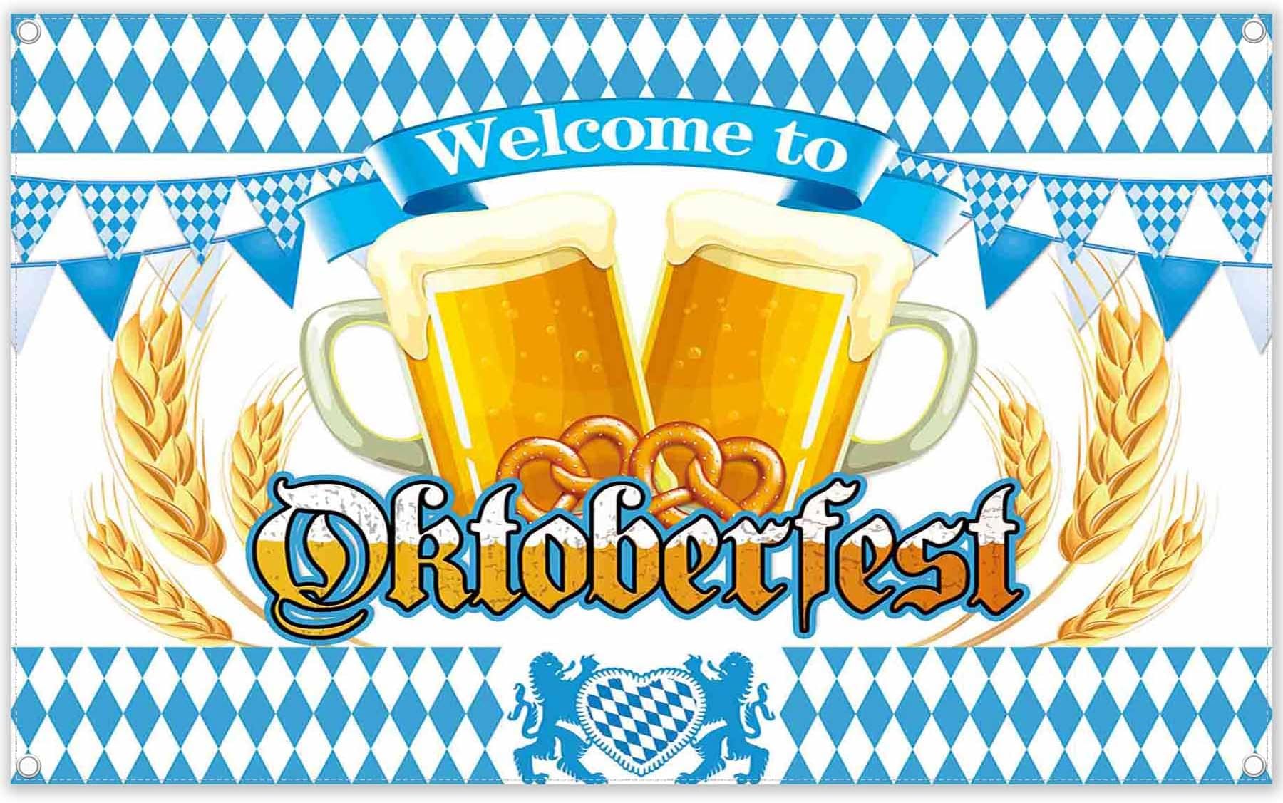 Amazon.com : Swepuck 72x43inch Fabric Oktoberfest Backdrop Cheers Beers ...