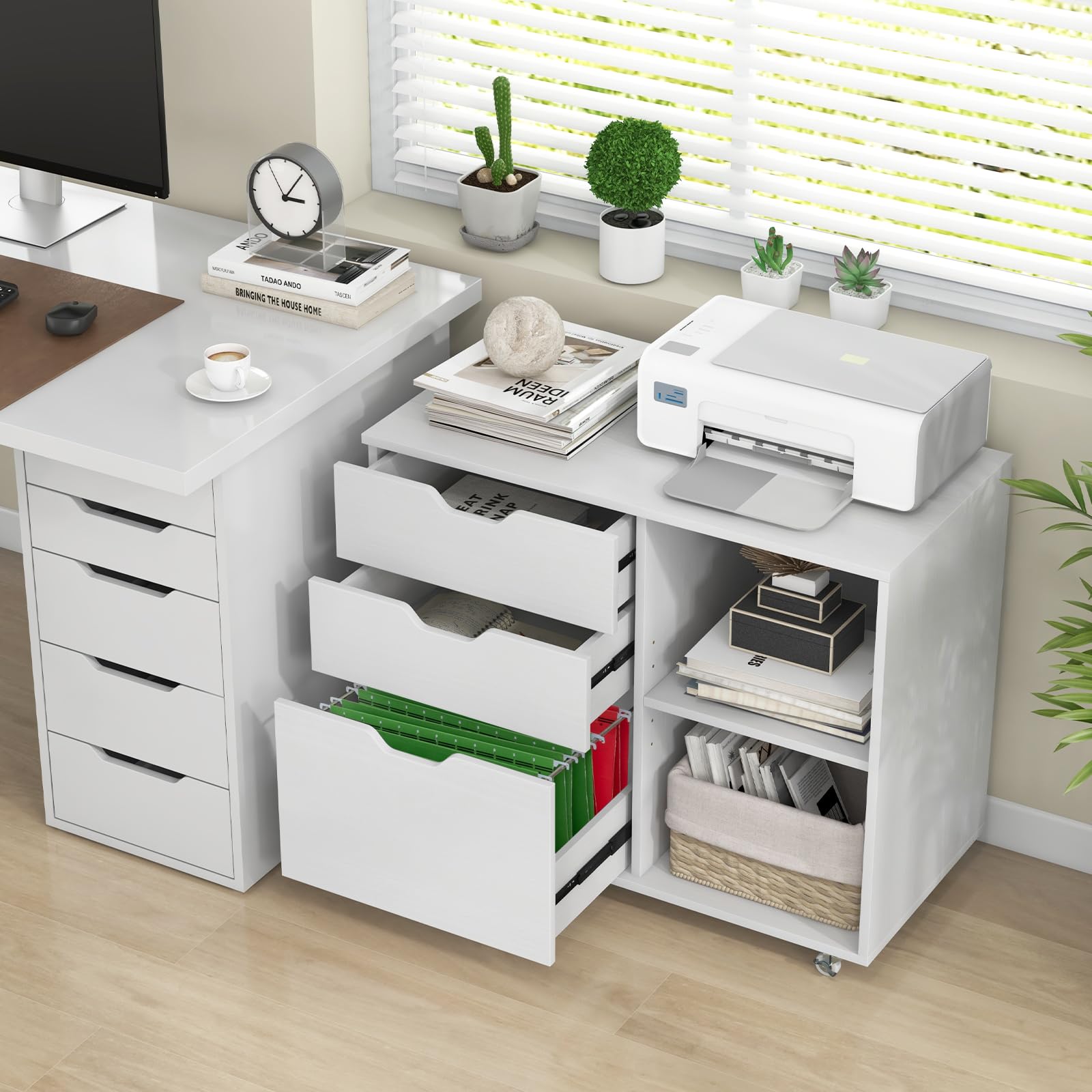 Gzxs Wooden 3 Drawer File Cabinet, Lockable Vertical File Cabinets With ...