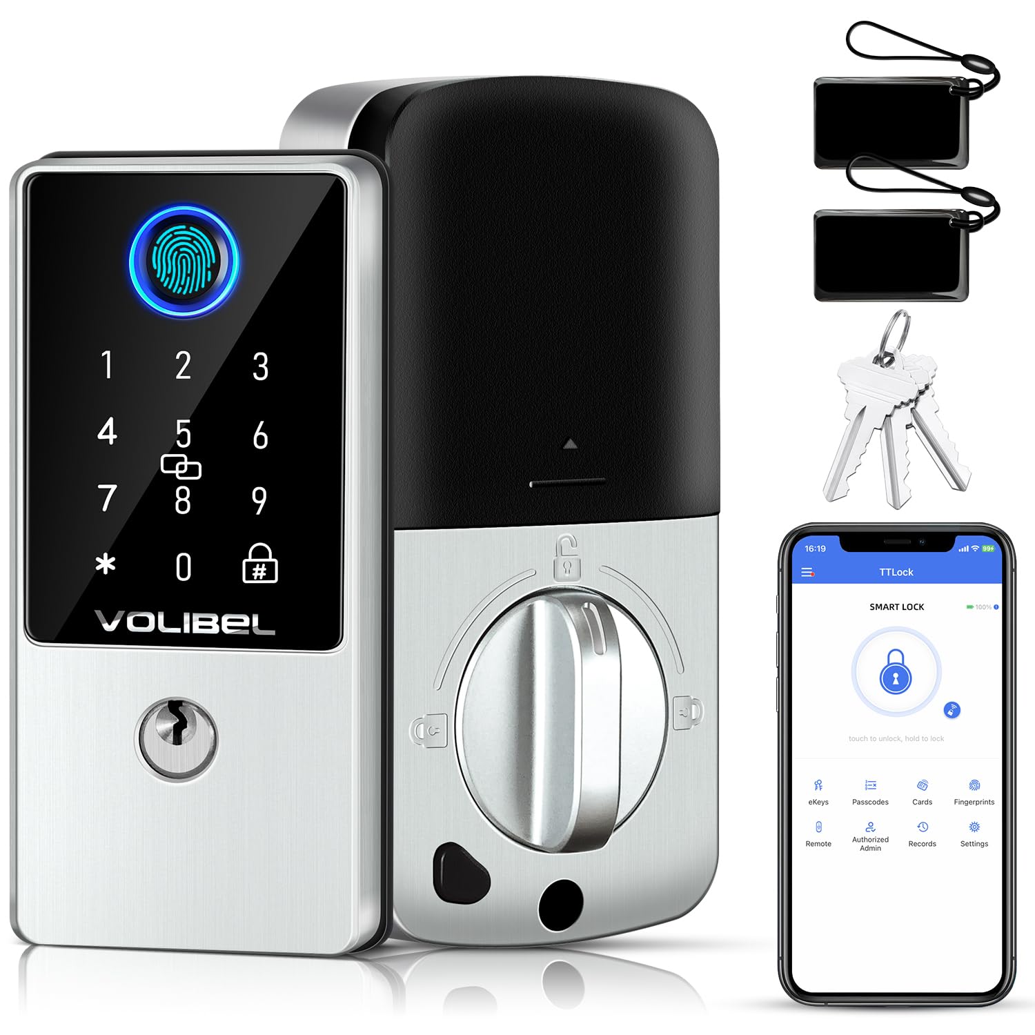 VOLIBeL Smart Lock, 7-in-1 Keyless Entry Door Lock with Fingerprint ...