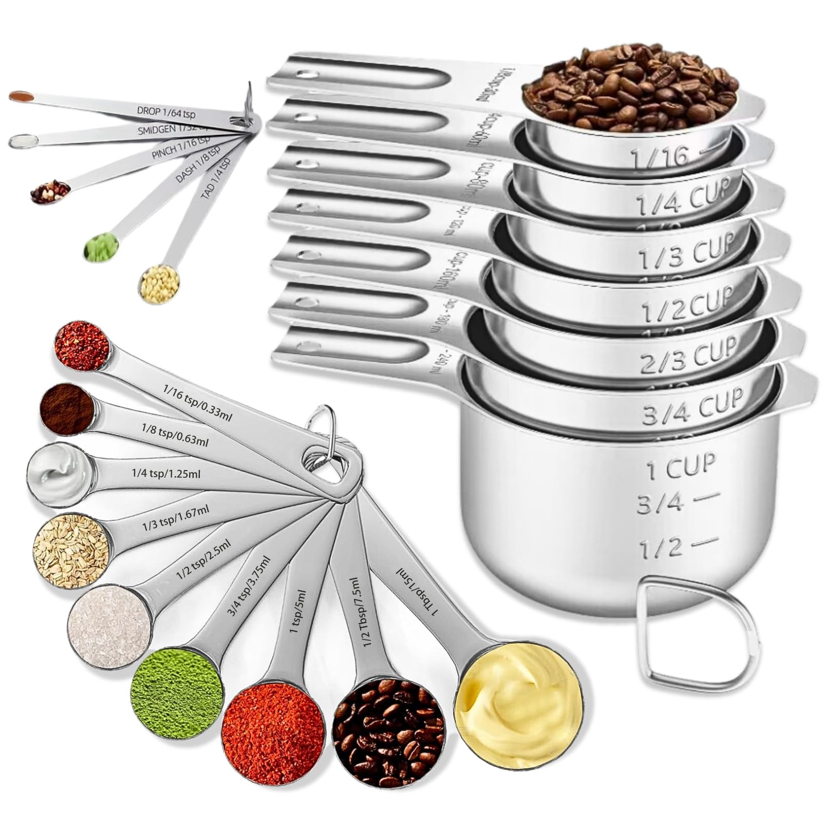 Amazon.com: 21PCS Measuring Cups and Spoons Set, Include 7 Nesting ...