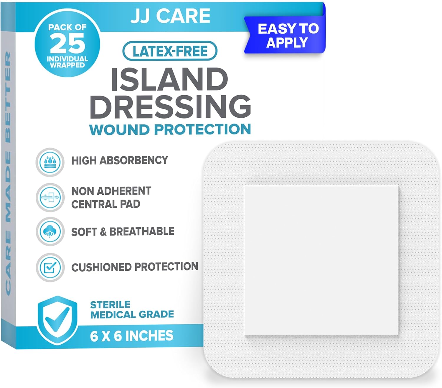 Amazon.com: JJ CARE Adhesive Island Dressing [Pack of 25], 6x6 Sterile ...