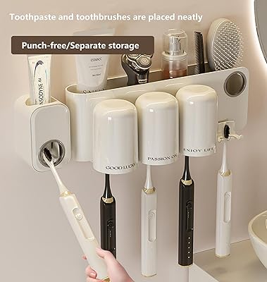Amazon.com: Toothbrush Holder Vanity Storage Rack Toothpaste Holder ...