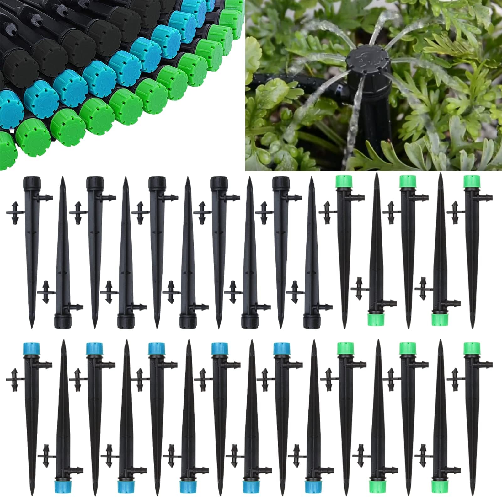 100Pcs 360 Degree Drip Emitters on 5" Stake, HOINCO Adjustable ...