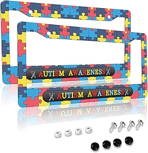 Amazon.com: 2 Pack Autism Awareness License Plate Frames Colorful ...