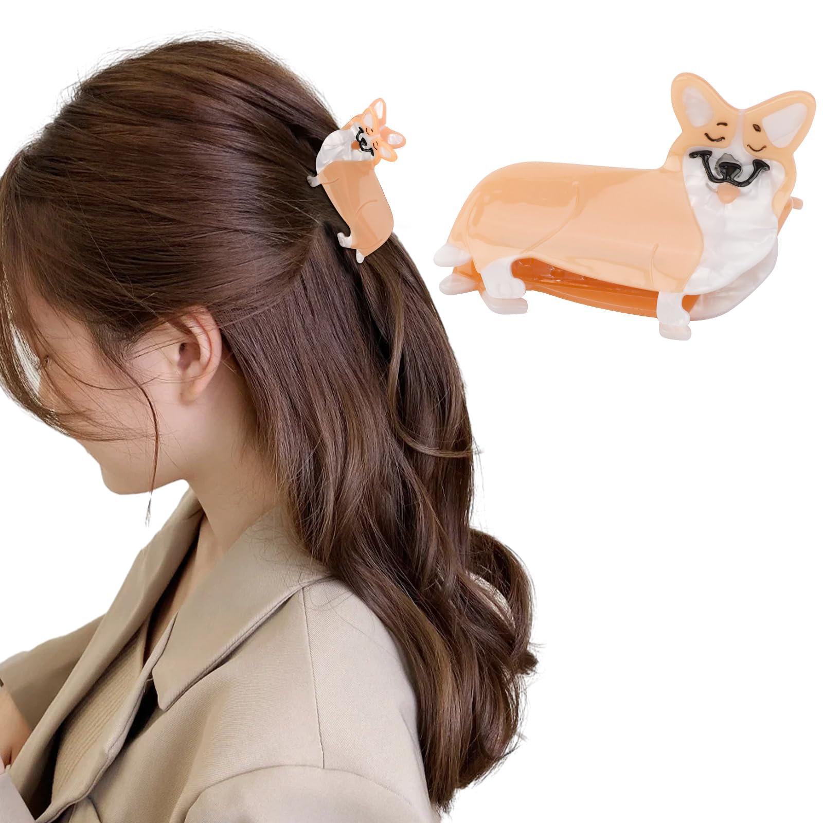 Amazon.com : Hapdoo Corgi Hair Clips, Cute Dog Hair Claw Clip for Women ...
