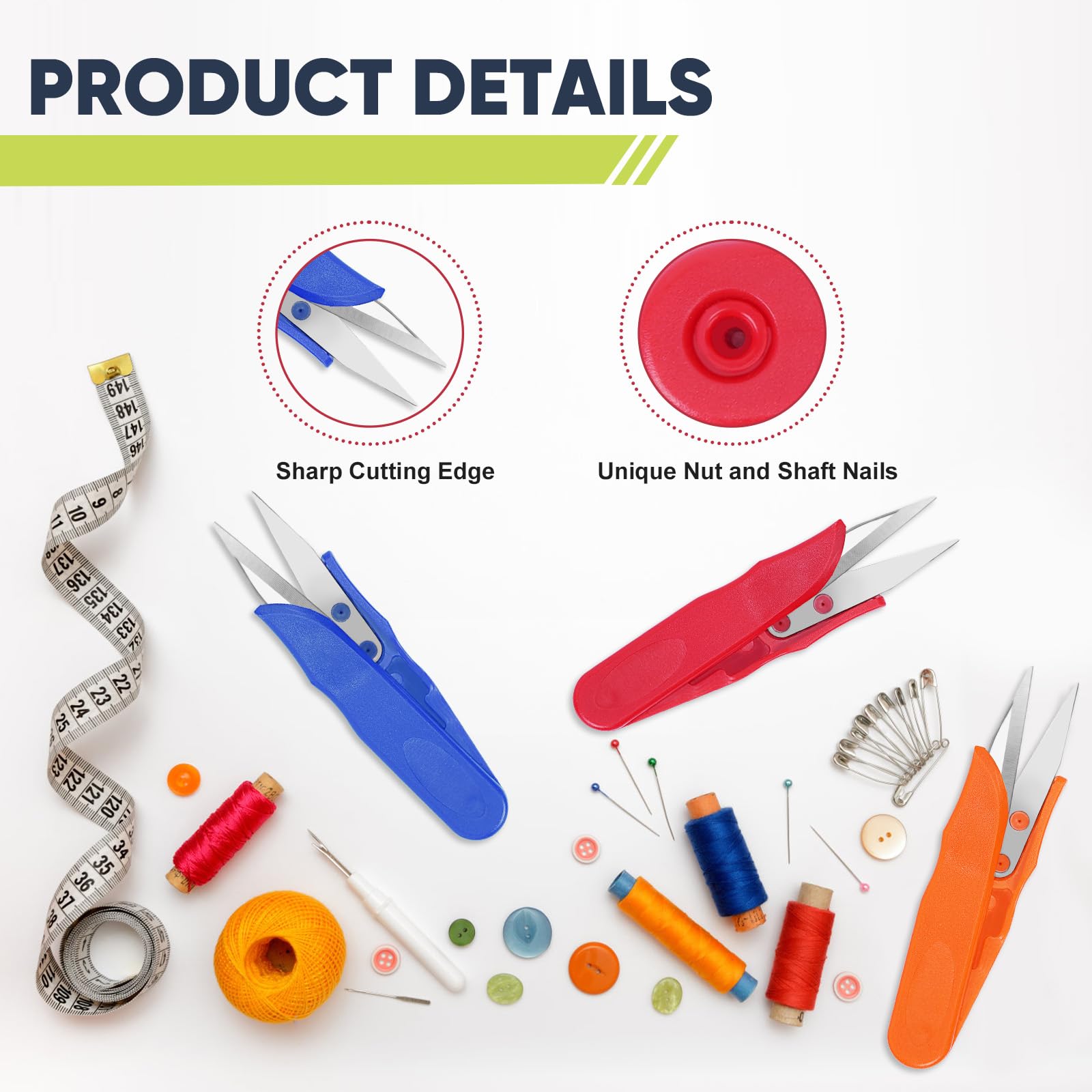 Snapklik.com : 12 Pack Thread Snips For Cutting, Thread Cutter Yarn ...