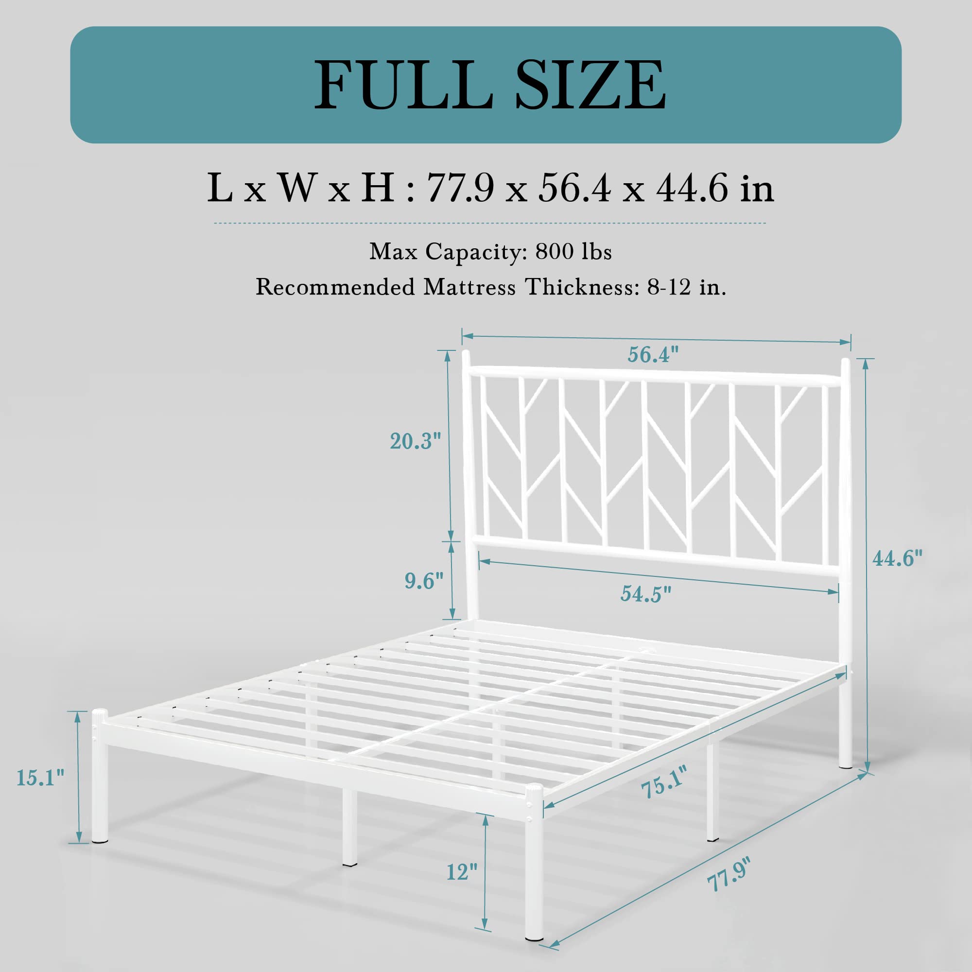 Snapklik.com : HOOMIC Full Size Metal Platform Bed Frame